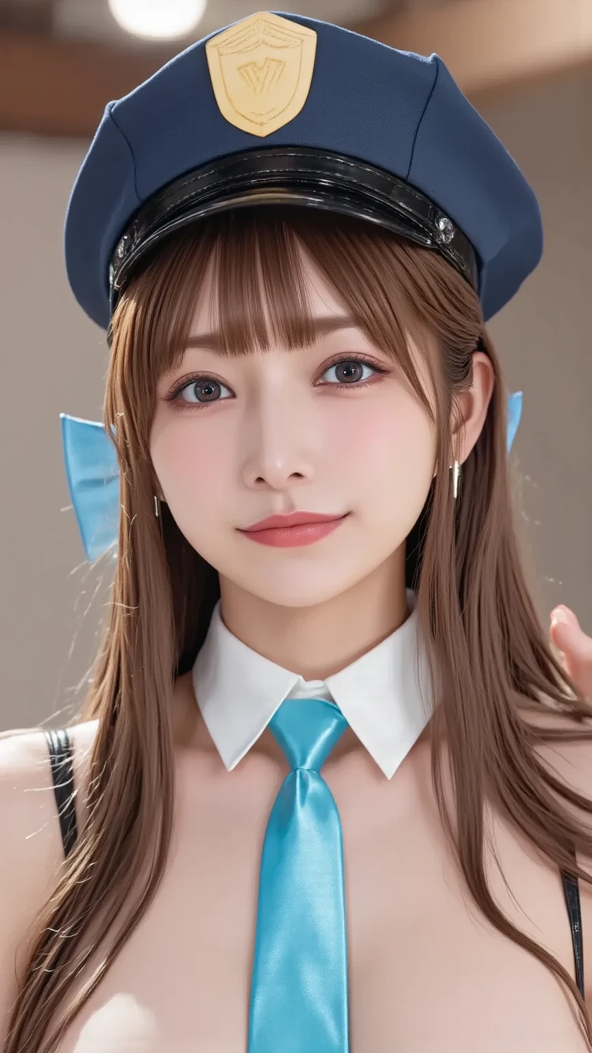 Asuma_Toki_police_uniform,tie,police hat,collared shirt,Beautiful eyes - SeaArt AI