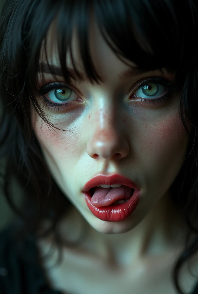 Really very skinny emo girl, face seen up close and down , language ...