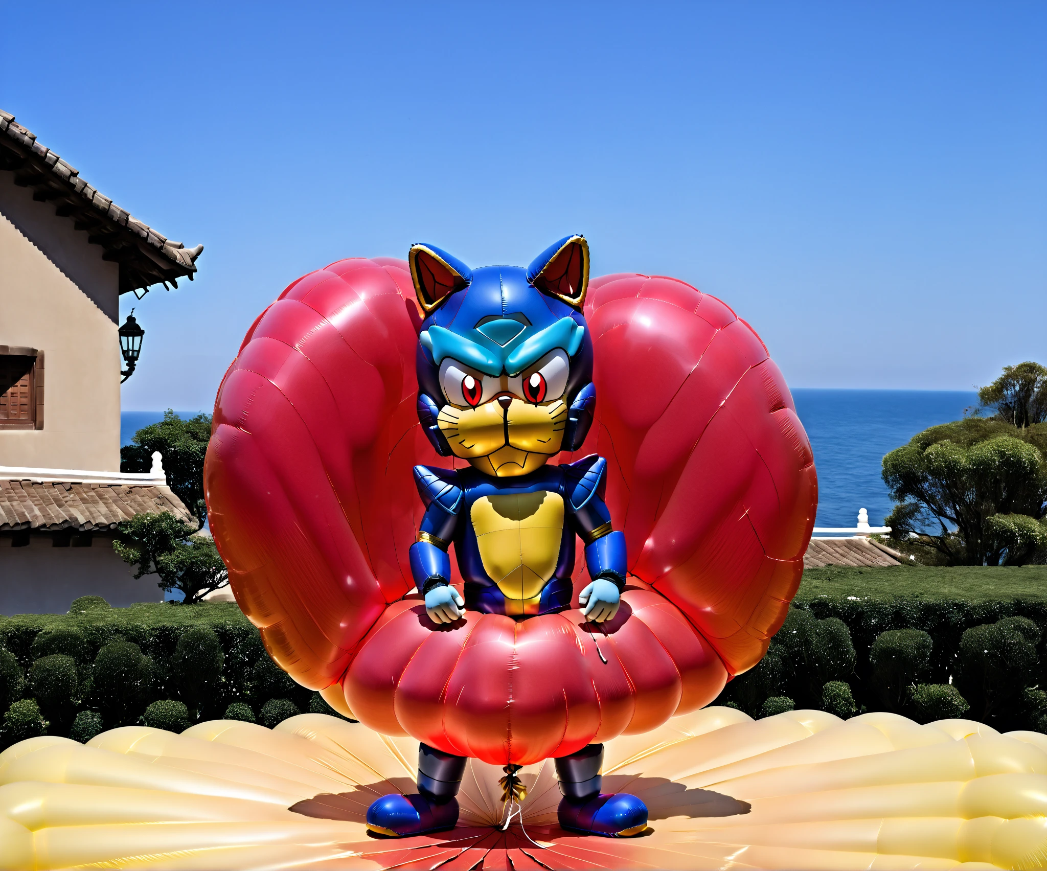 Samurai pizza cats, guido anchovy, armor, no helmet, bald, blue armor ...