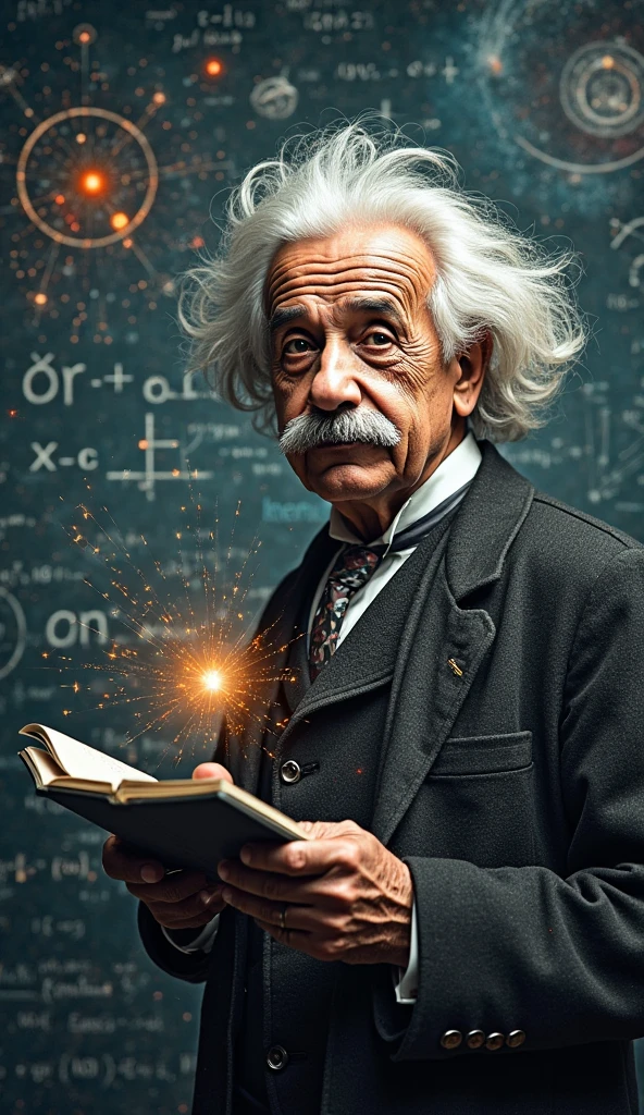 Create a striking and intellectual photo featuring Albert Einstein ...