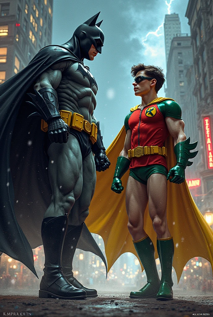 Batman and Robin action picture movie poster realistic picture style ...