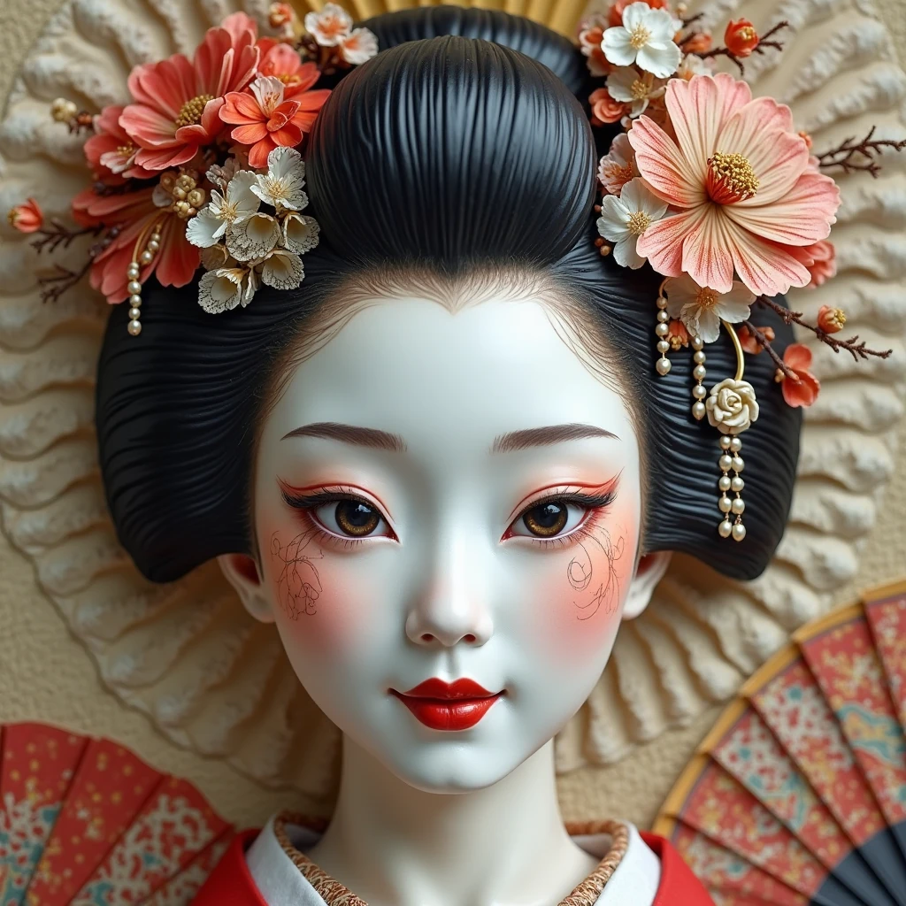 Ceramic geisha mask - SeaArt AI