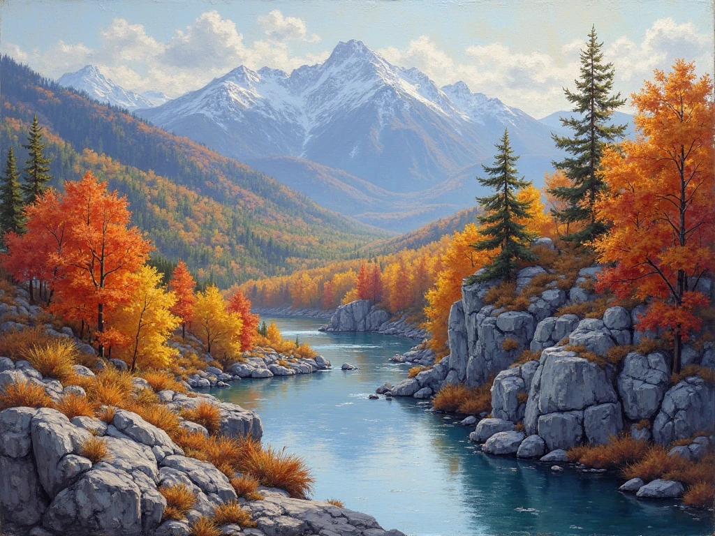 A painting in the Claude Monet style, From the White Mountains region ...