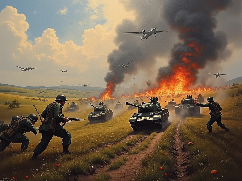 Dramatize the Battle of France, of the Second World War - SeaArt AI