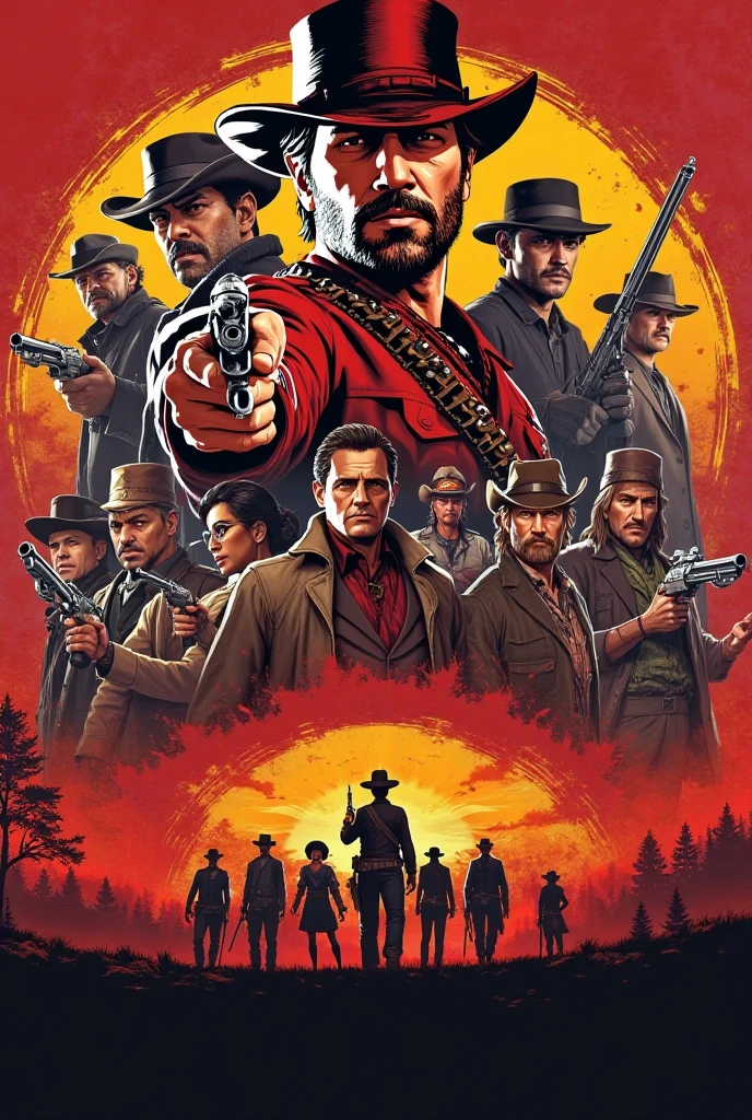 Red Dead Redemption 2 poster with all the characters and actions in the ...