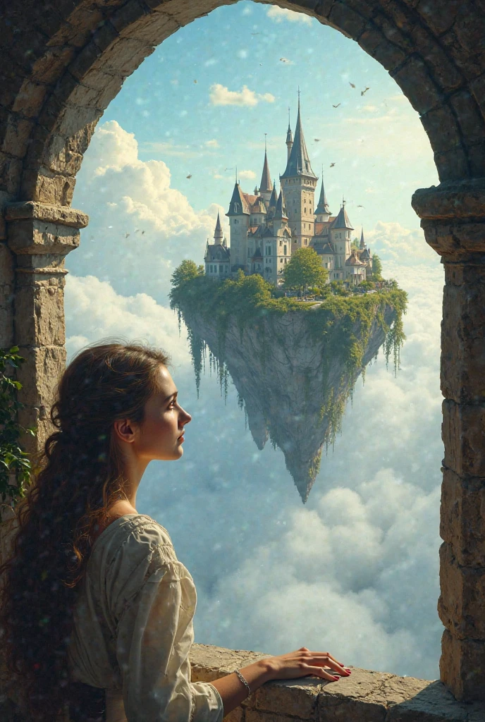 Draw a medieval sky island without the bottom of the screen being sharp ...