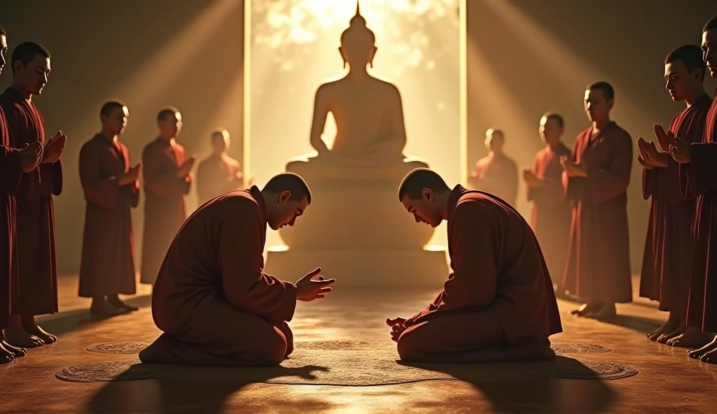 The once-angry man now bowing humbly at Buddha’s feet, with a ...