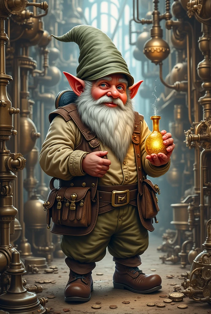 A male gnome in humble clothes and with several pockets is an ...