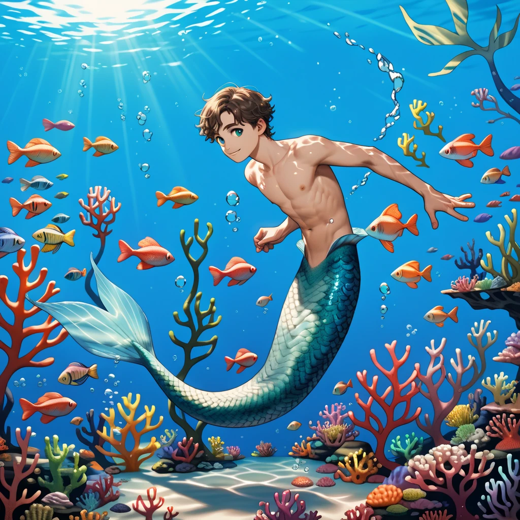 Young merman, merman, merman body, male, young man, young adult - SeaArt AI