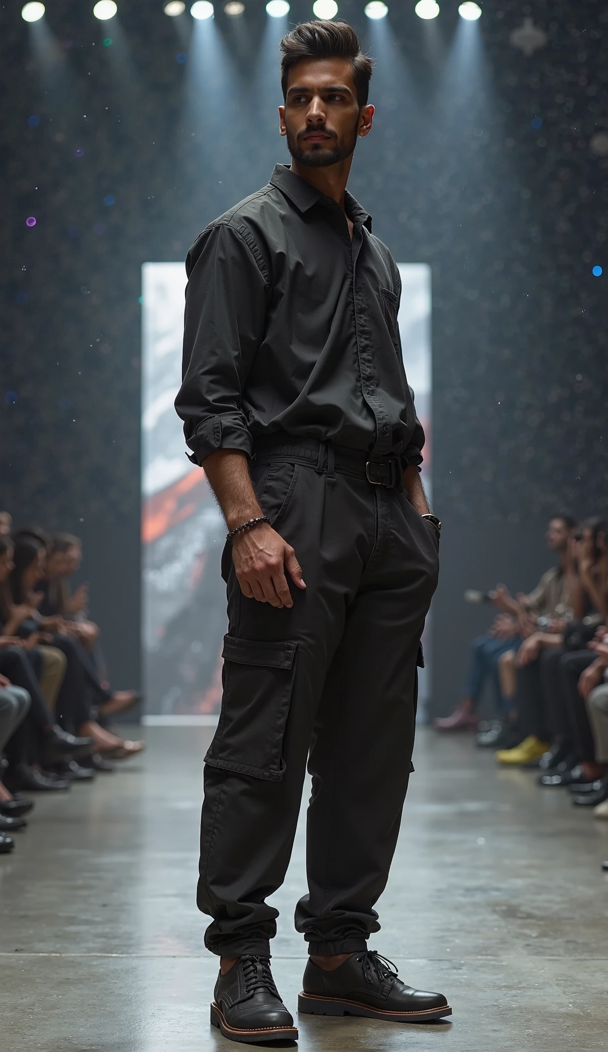 A modern, stylish Indian male model standing in a high-end fashion ...