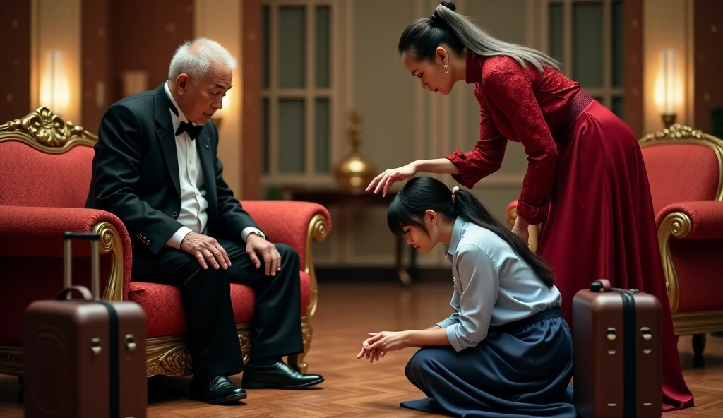 A tense and dramatic family confrontation set in a luxurious Asian ...