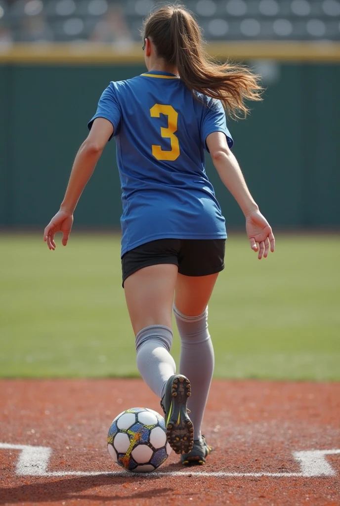 Generate an ultra-realistic image of an athletic girl, backwards ...