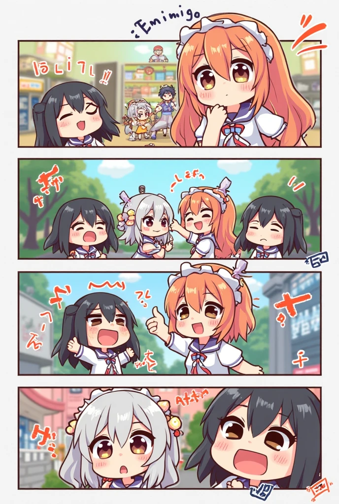 Generate a comedy chibi comics 4 panels - SeaArt AI