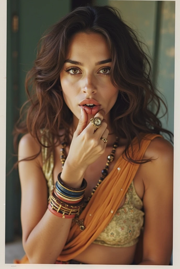 Jennifer Connelly, biting her lip, 18-21 years old, brown hair - SeaArt AI