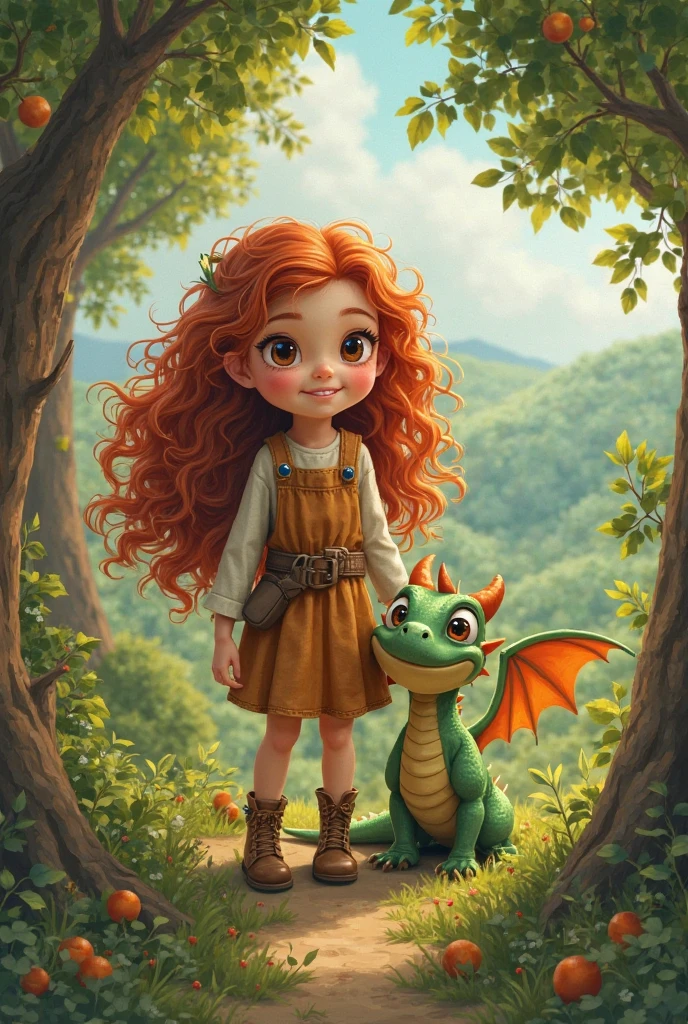 Fantasy style , A human girl, Red-haired with shades of brown - SeaArt AI