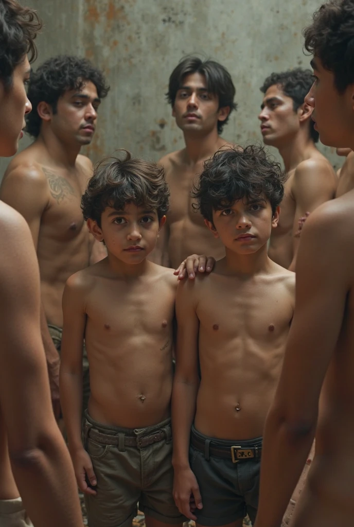Two Iranian boys in the middle of naked girls - SeaArt AI