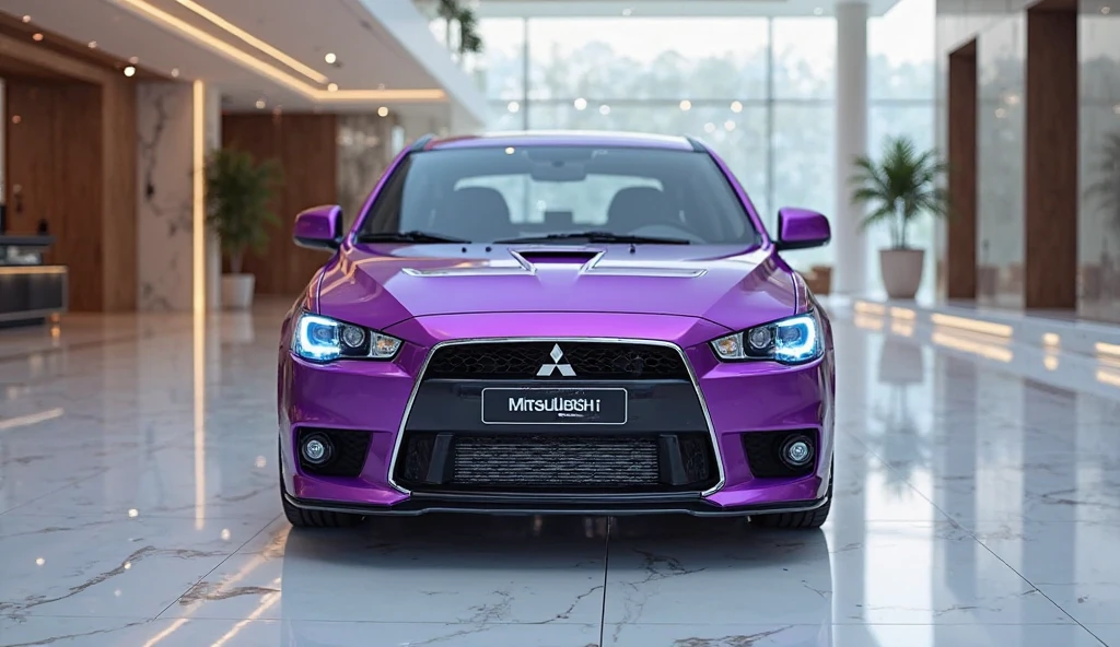 A [CAR_MODEL :- 2025 mitsubishi lancer ] parked in a luxury showroom ...