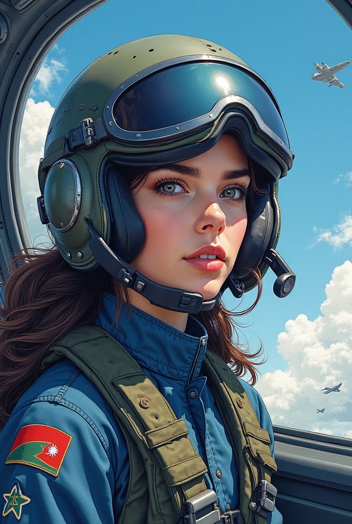 Draw a military exterminator pilot in a fighter cockpit,wearing a ...