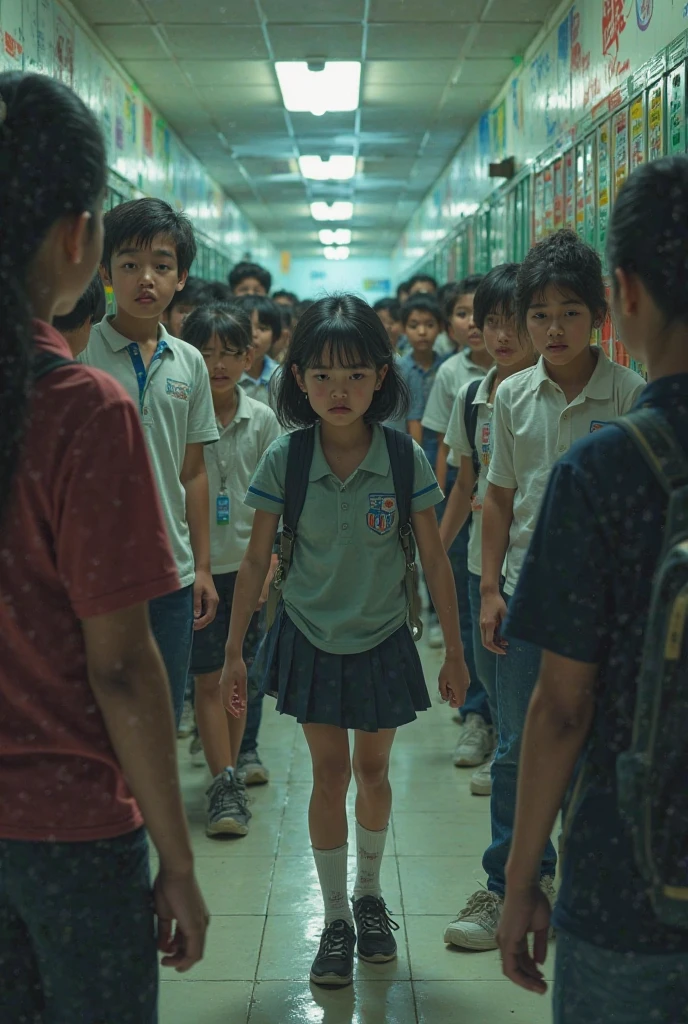 A filipino high school student wearing a school uniform who is scared ...