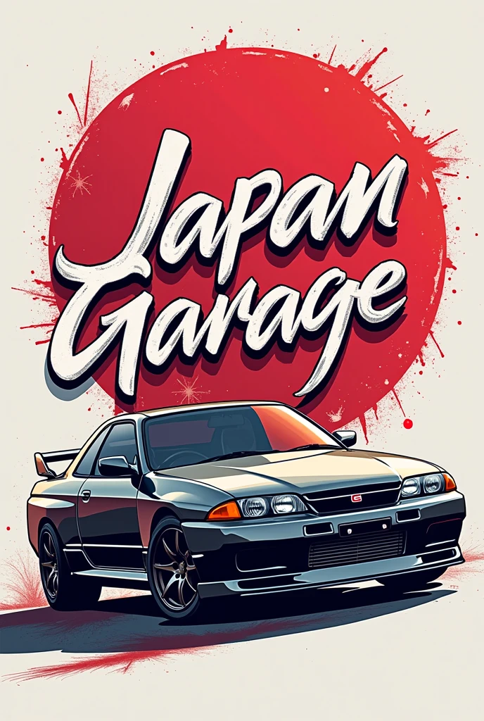 Logo with the name JAPAN GARAGE with the Japanese flag in the ...