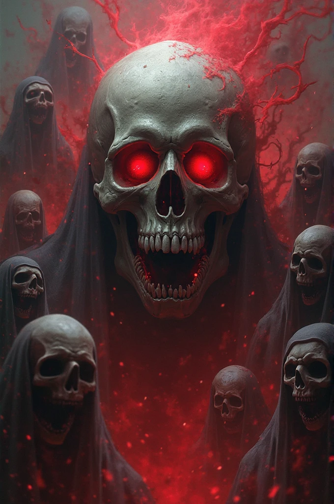 Skull and ghosts red and black - SeaArt AI