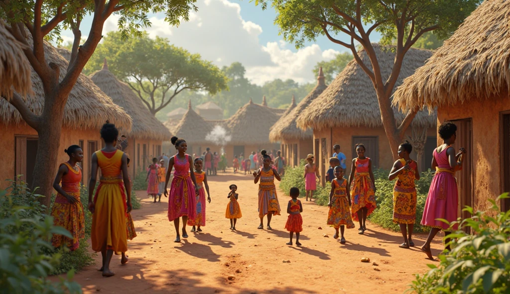 African village, Pixar 3D animation style - SeaArt AI