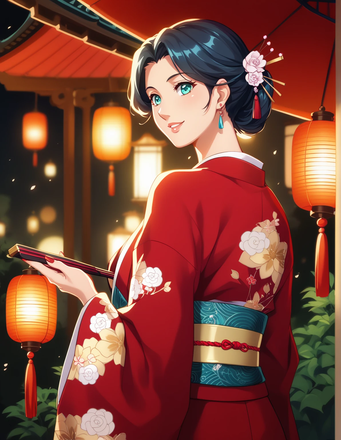 A beautiful young Japanese princess from the 1800s, standing in a ...
