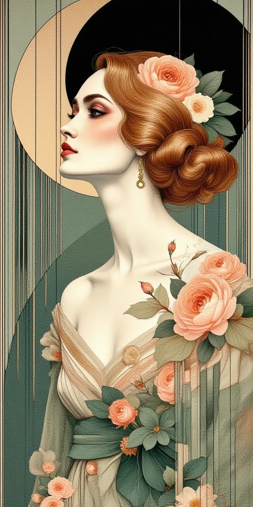 Incredibly detailed digital art in Art Deco style, thin lancing layers ...