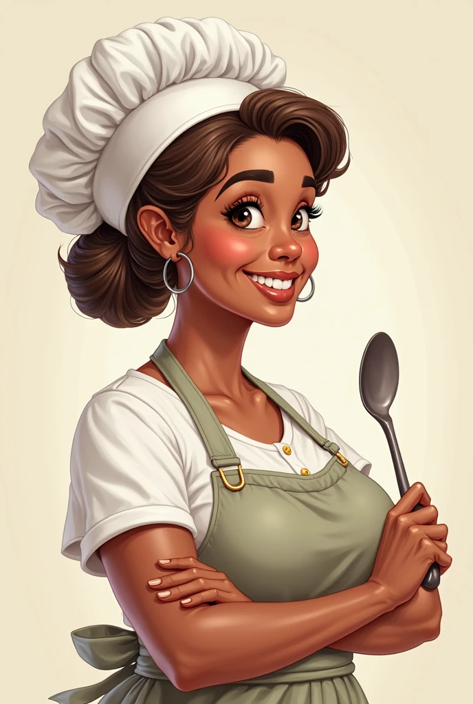 "Illustration of a charismatic and loving lady cook, overweight - SeaArt AI