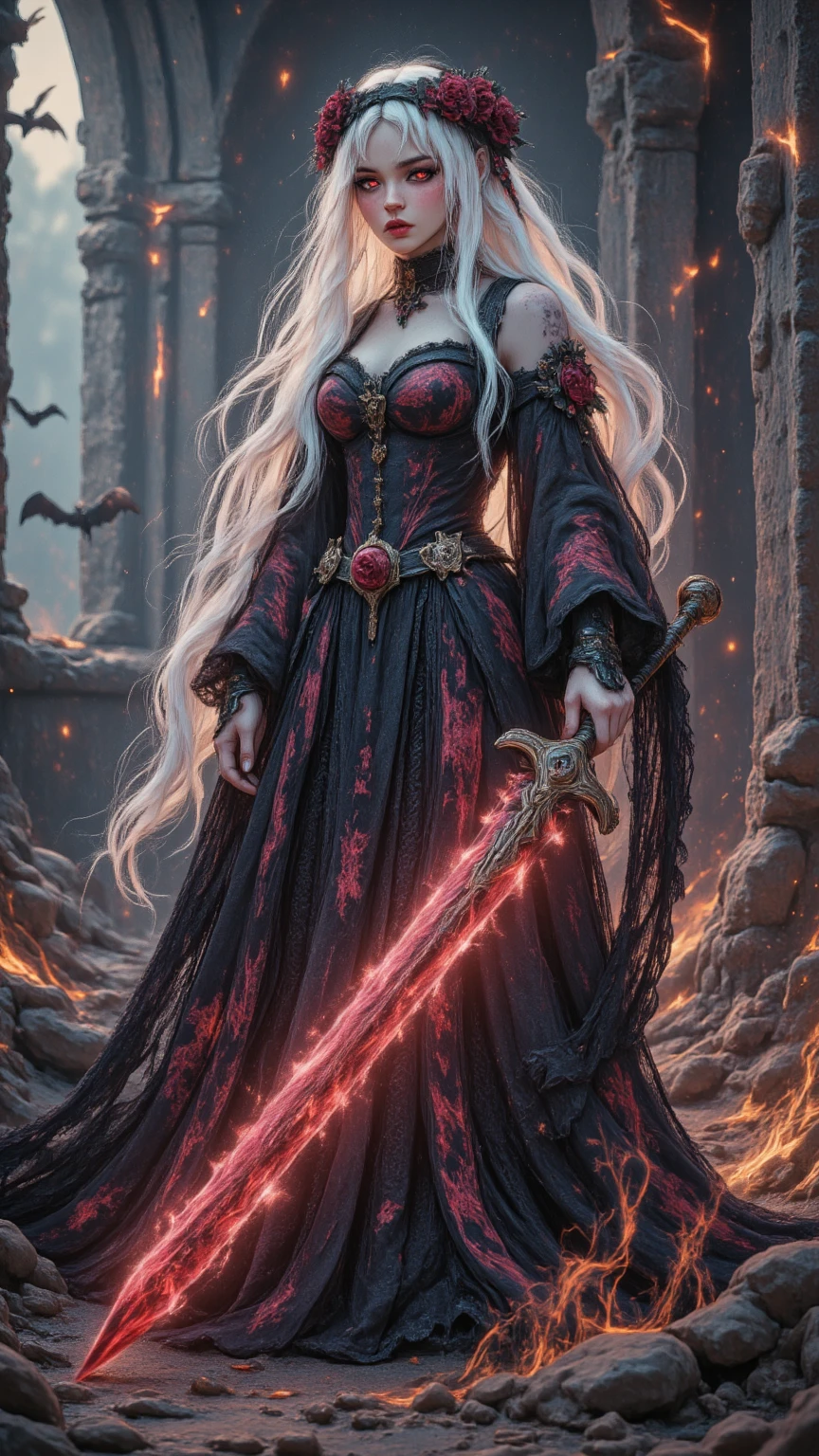 High Quality Gorgeous Dark Fantasy Japanese Vampire Girl,White Hair ...
