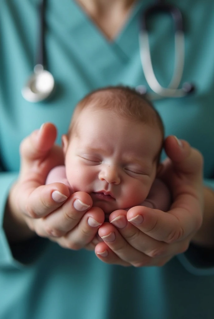 A single, powerful image focusing on a close-up of a doctor's hands ...