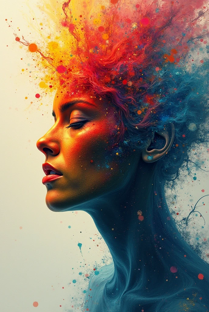 An abstract representation of emotions, with chaotic bursts of color ...