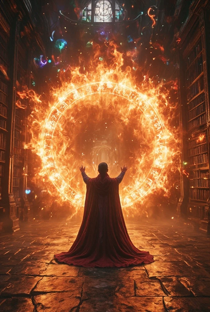 Doctor Strange portal，Summon a magic portal in an ancient library ...