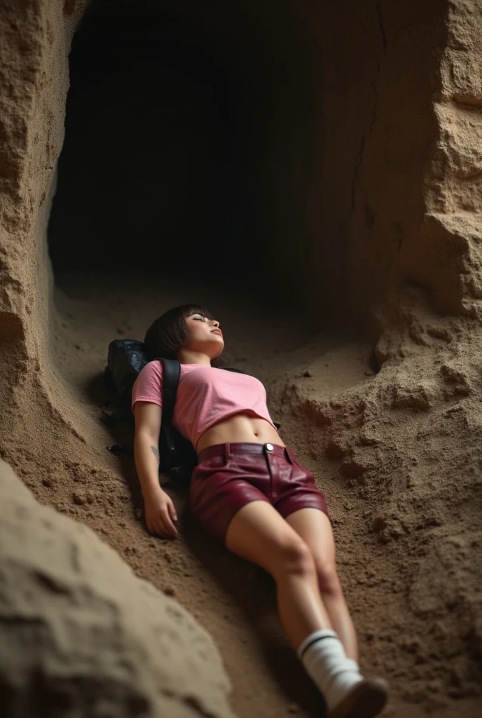 Realistic, close up view of isabela merced with short bob hair lying unconscious - SeaArt AI