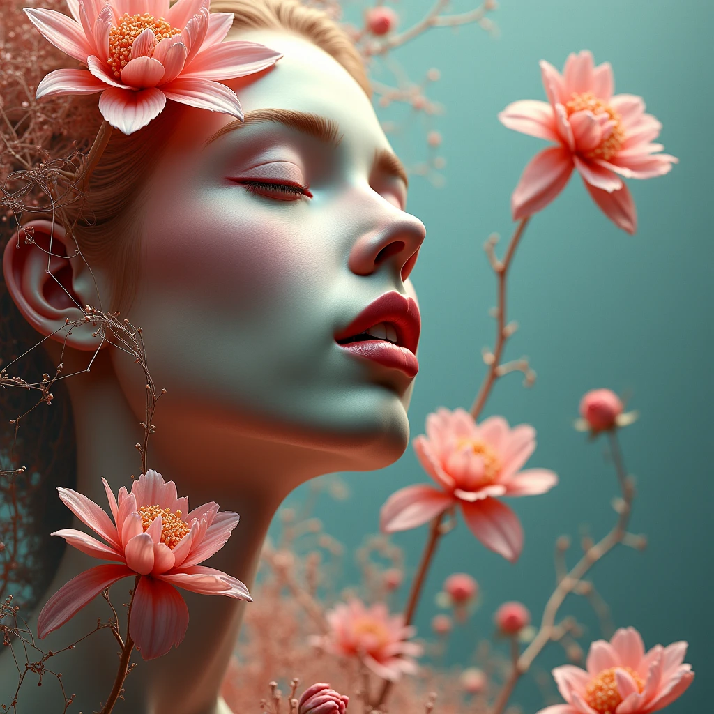 Matte textures, intricate details), (abstract partial face - SeaArt AI