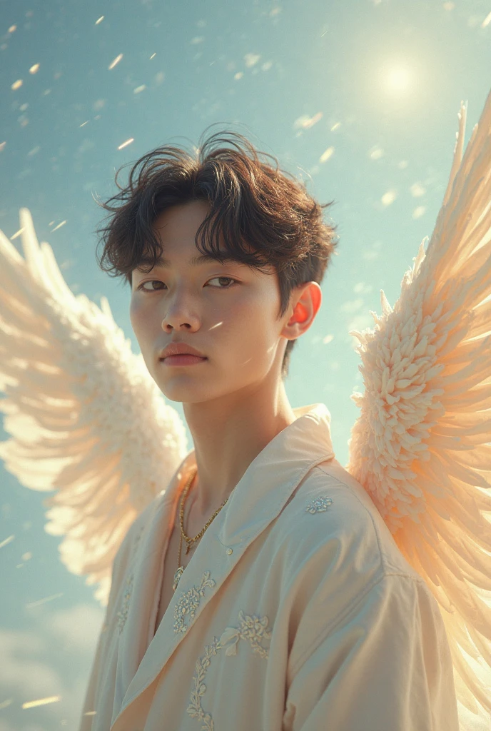 Boy similar to Choi Yeonjun from TXT with angel wings and clothing ...