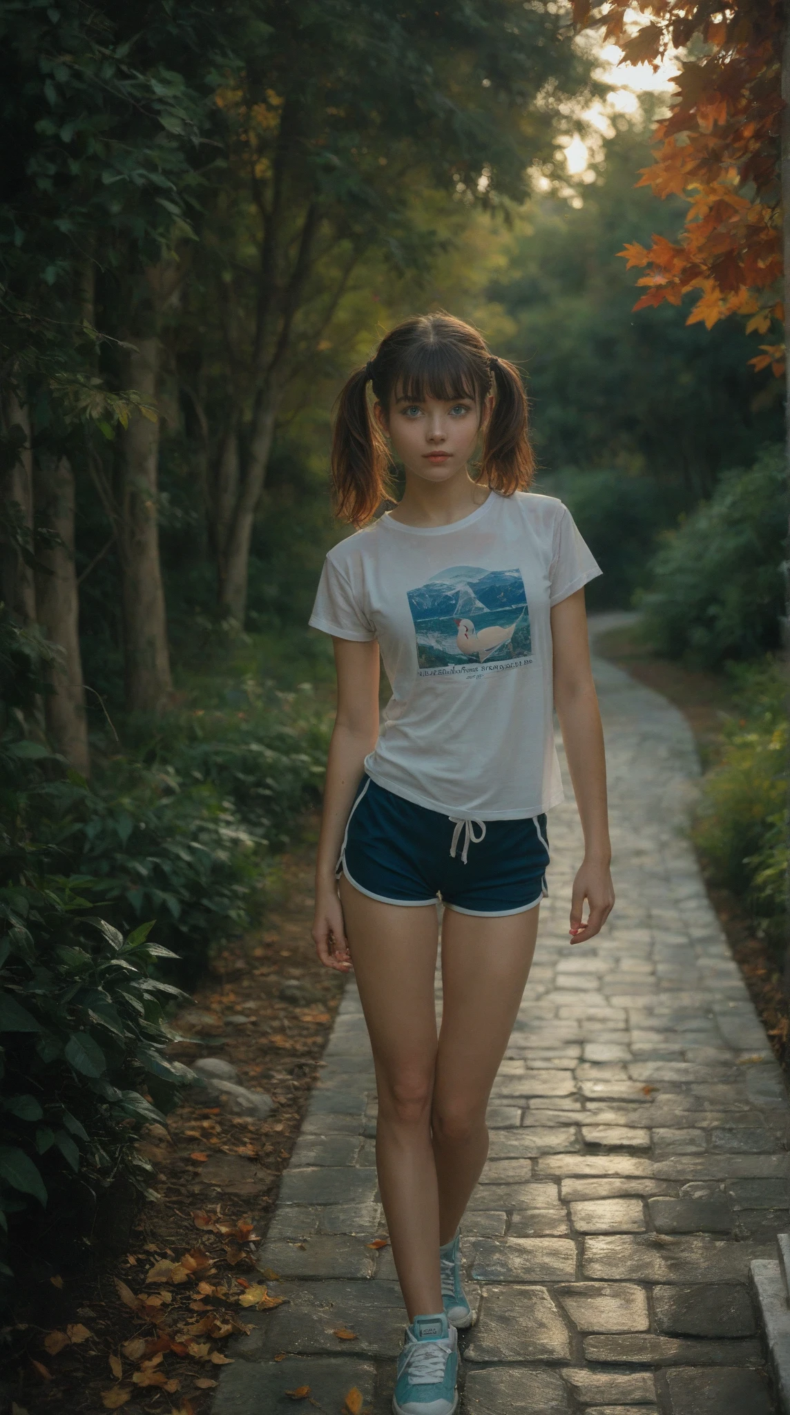 Alluring young woman, wearing cotton dolphin shorts, wet t-shirt ...
