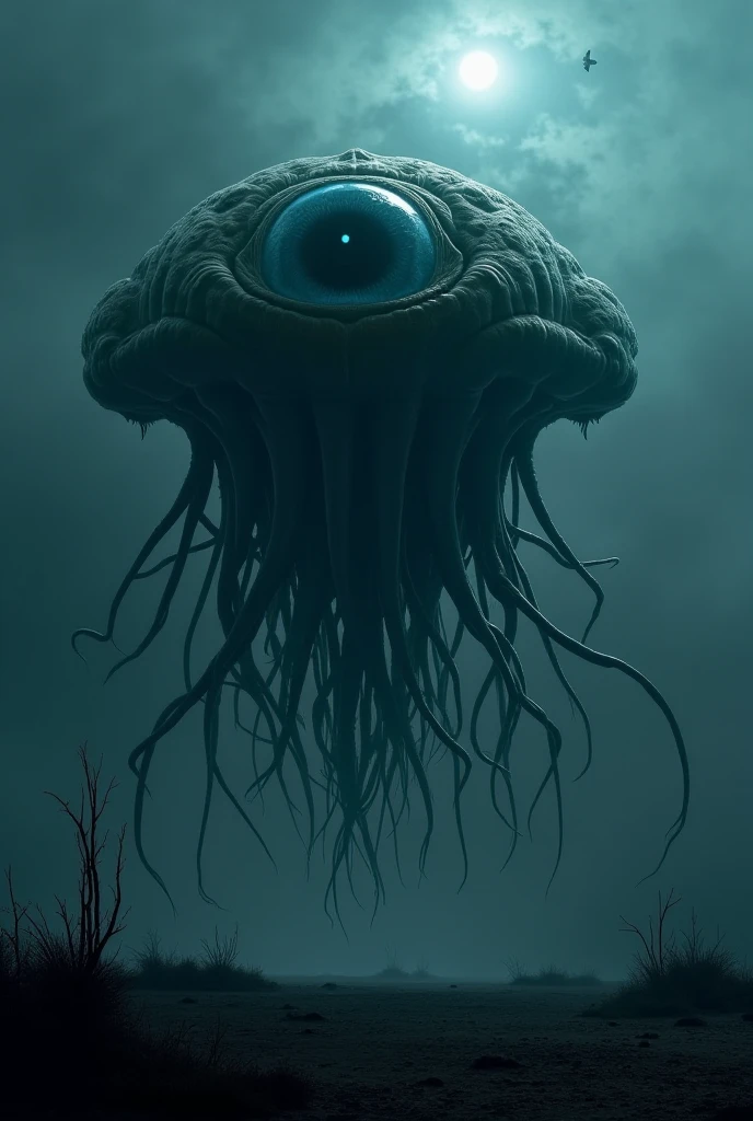 Create a floating creature with tentacles and a huge central eye in a world wher - SeaArt AI
