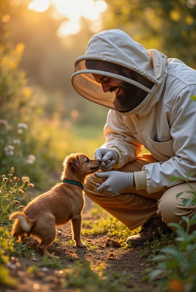 The last of the bees are gone, and the small dog is finally free ...