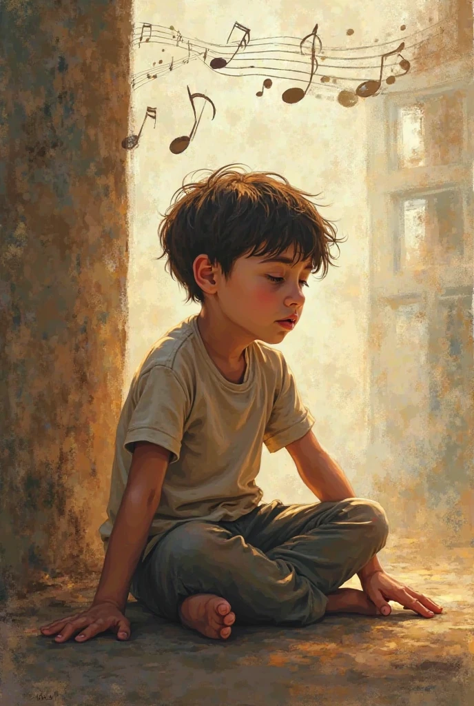 Boy thinking music - SeaArt AI