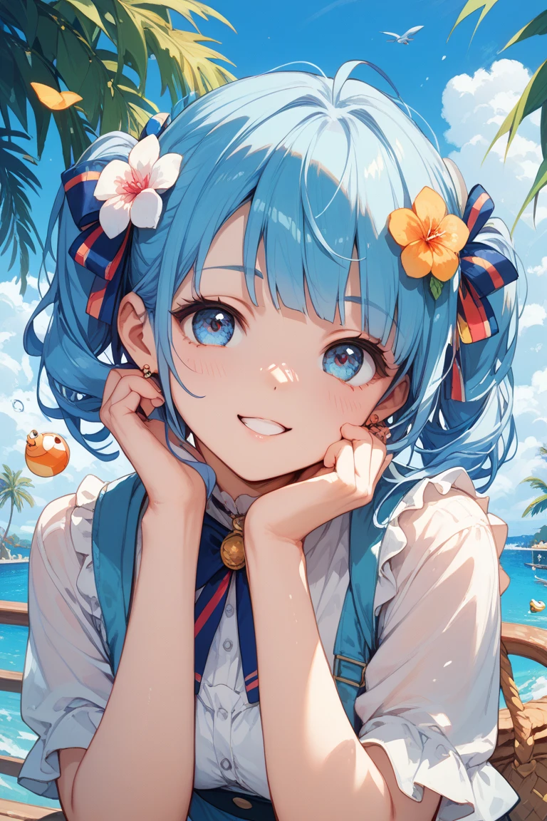 girl with blue hair。Do it as an idol、style who likes penguins - SeaArt AI