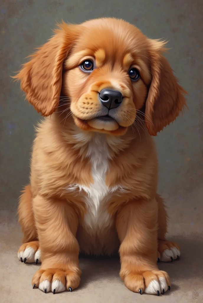 Brown dog with white paws,chonker dog, adorable digital painting ...