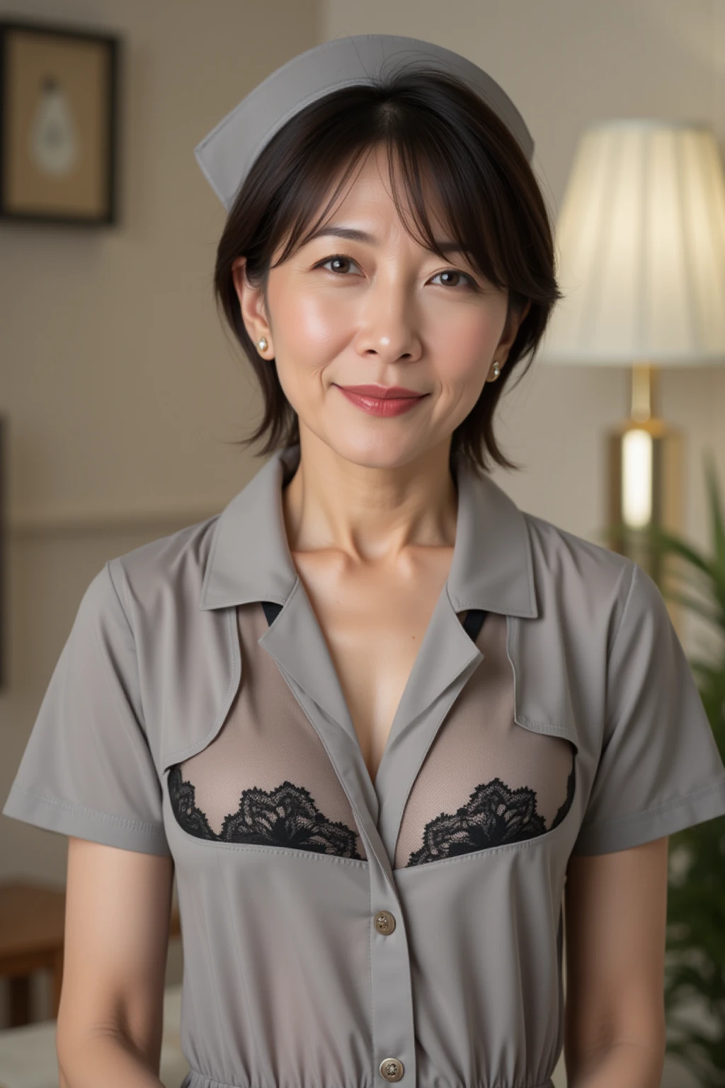 Full body photo above the knee of a graceful 50-year-old Japanese woman - SeaArt AI