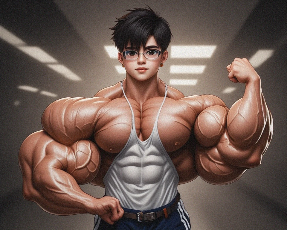 A modern guy, student high school, muscular, modern clothes, modern ...