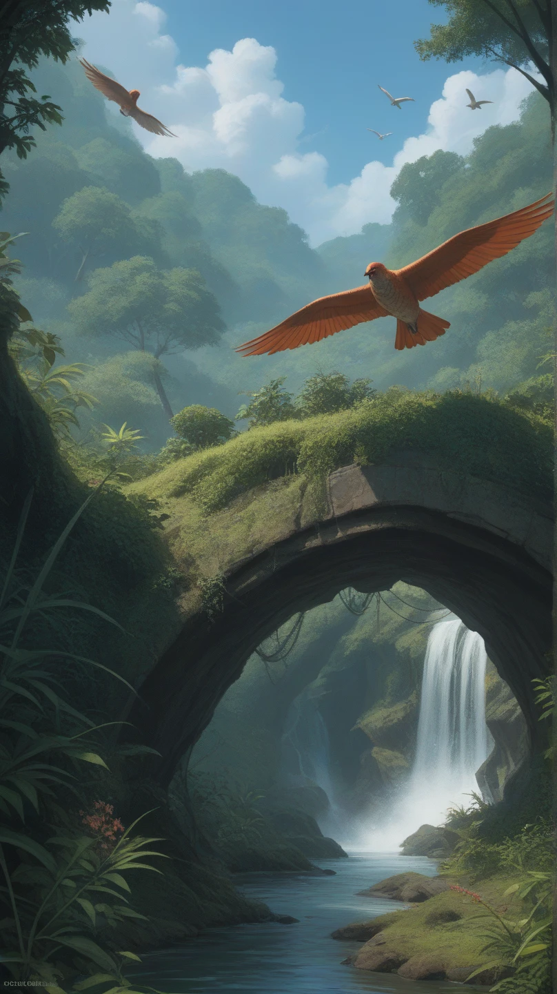 An old, rusty abandoned train in the middle of a lush green jungle ...