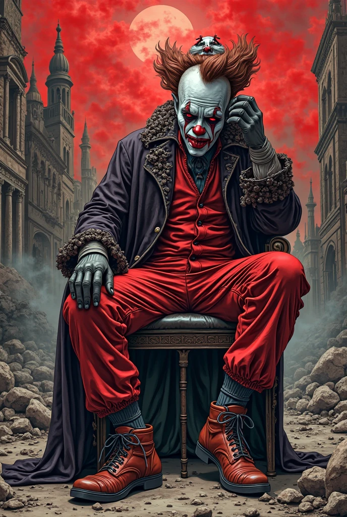 Greek mythology A male clown with a red and black shirt and pants ...