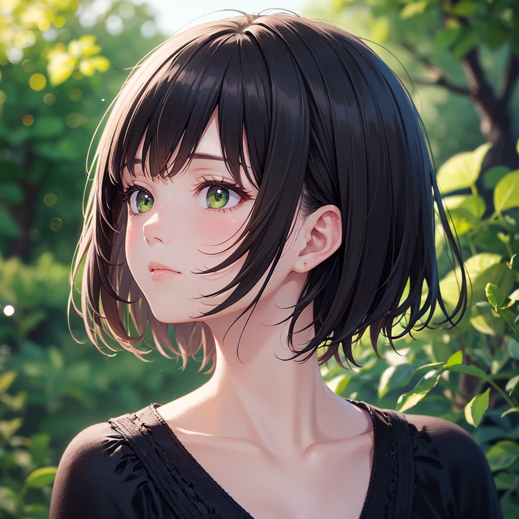 High quality,dark-haired woman with short hair,wearing a black mask ...