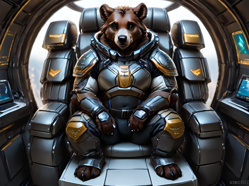 Side angle, Solo, furry, grizzly bear, brown body, large body - SeaArt AI