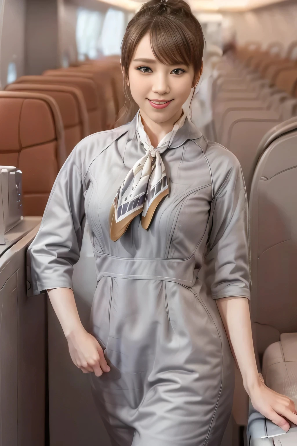 Arafed woman in a gray dress and a white shirt and tie - SeaArt AI