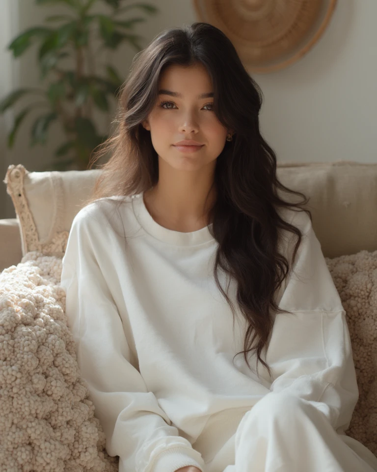 An hyper-realistic large shoot portrait of a 18 years old girl sitting ...